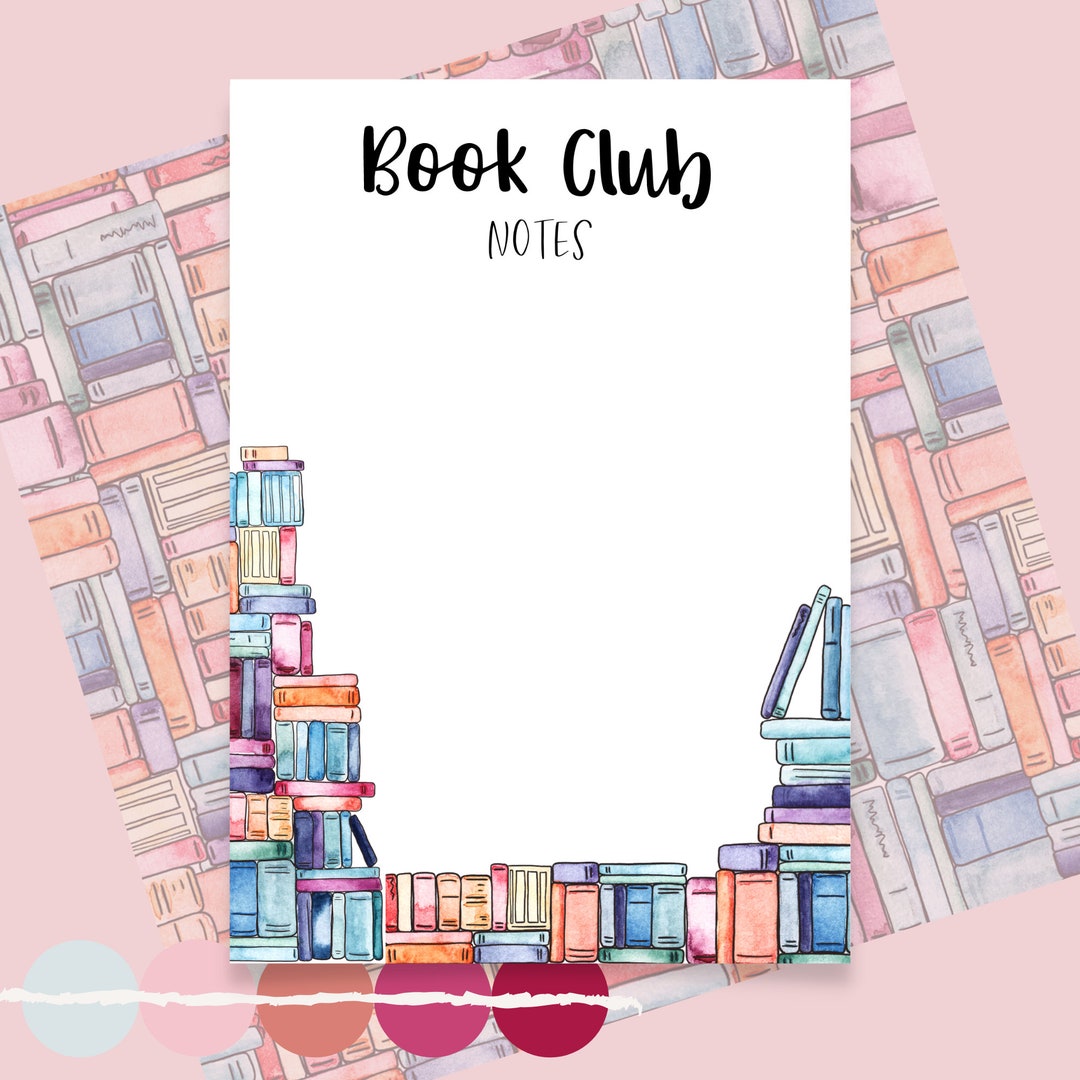Book Club Notes Paper Book Stacks Writing Reading - Etsy