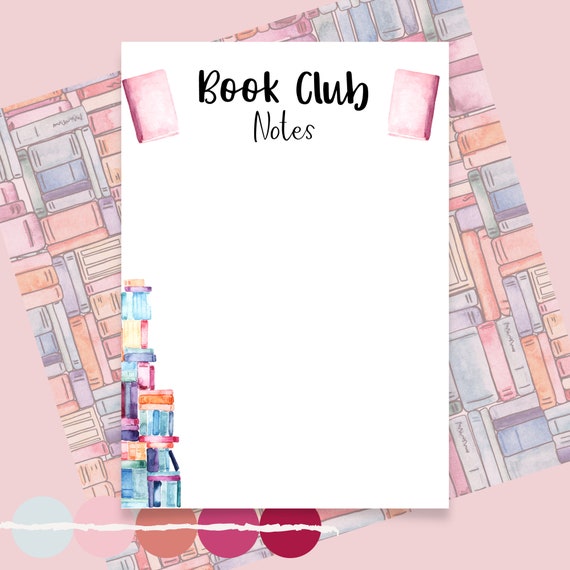 Book Club Notes Paper Book Stacks Writing Reading - Etsy