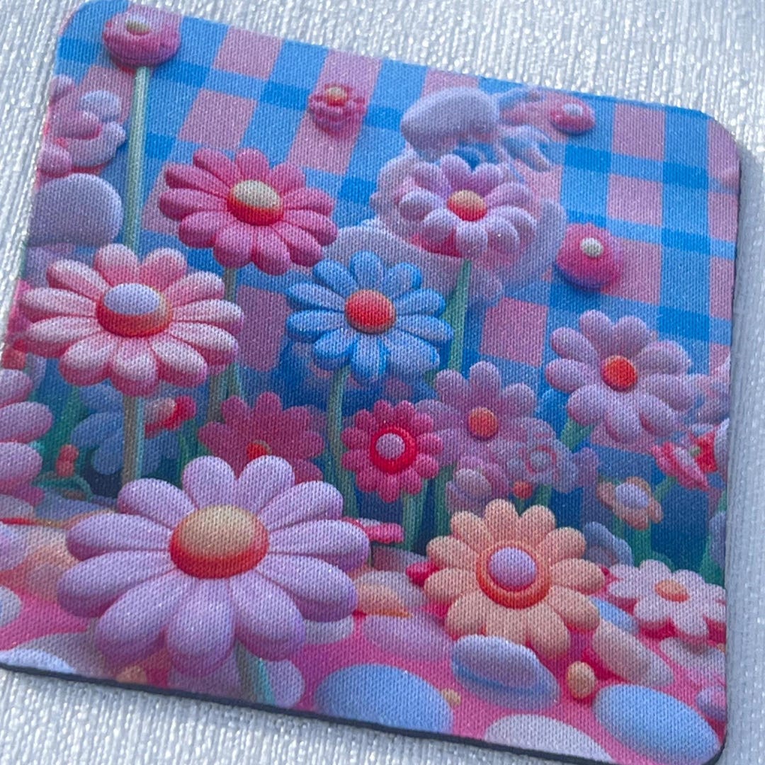 Floral Neoprene Car Coaster Set - Handmade Drink Coasters - Etsy