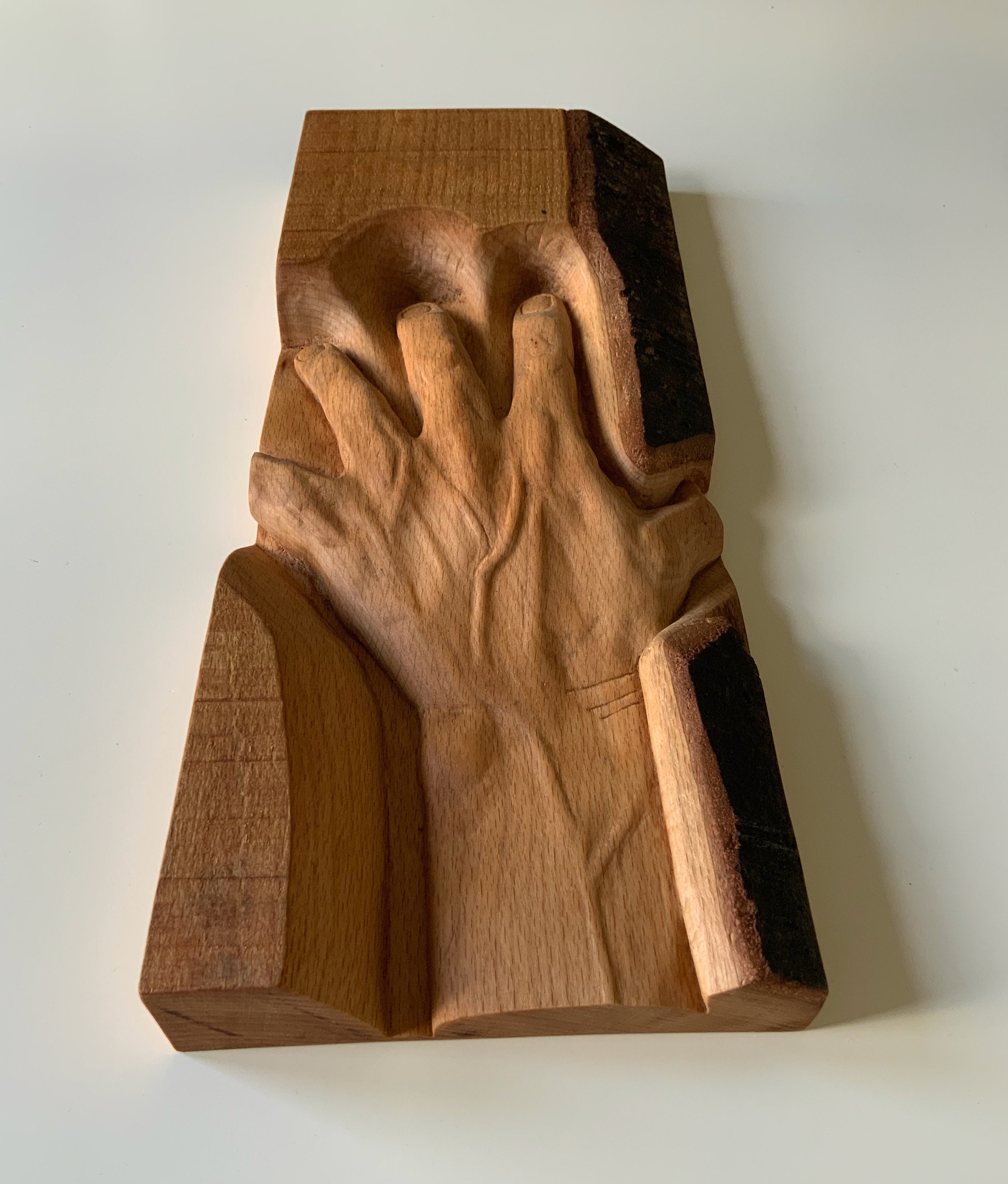 Wood Sculpture / Wall Art of Carved Hand in Tree Trunk - Etsy