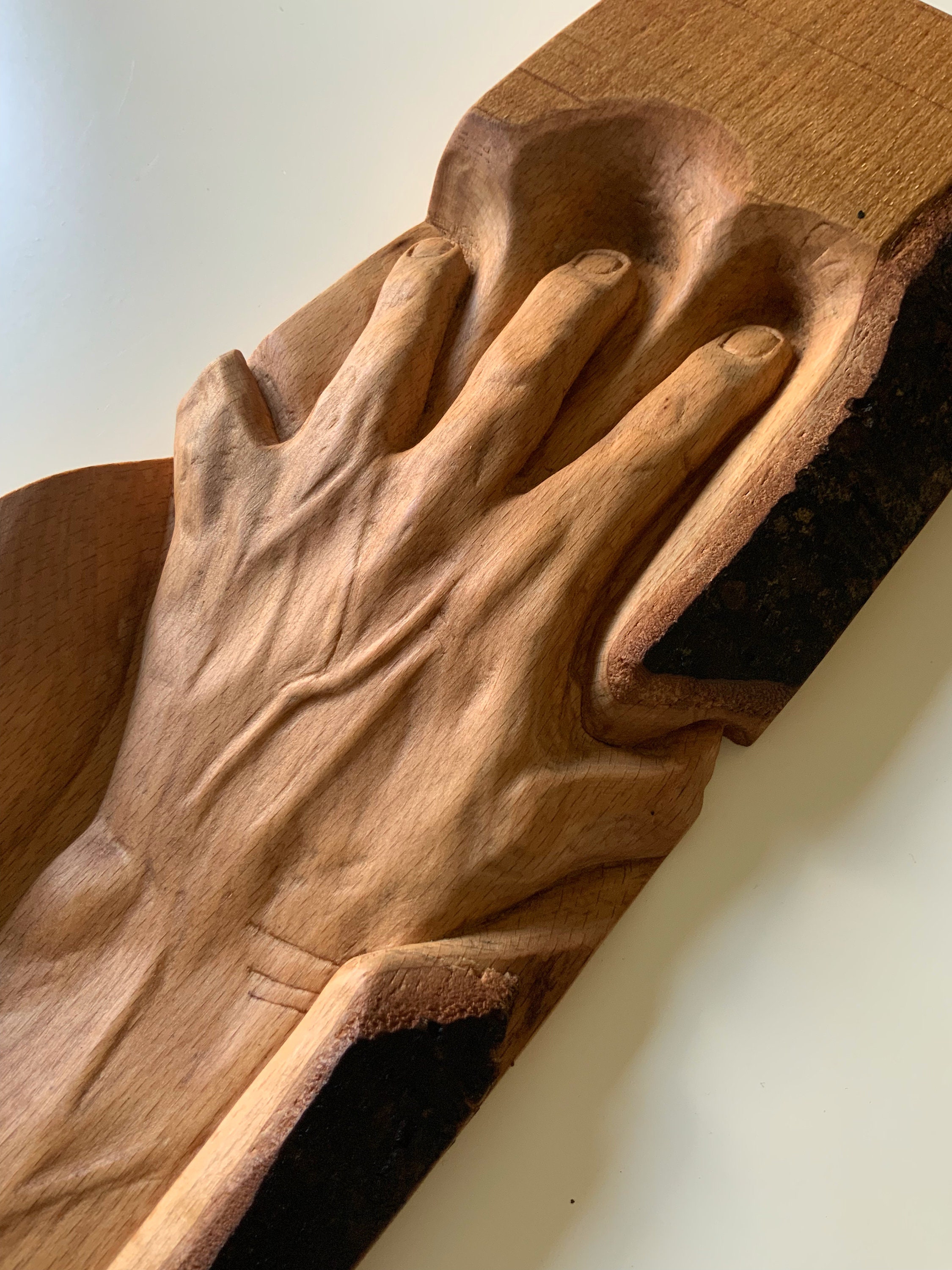 Wood Sculpture / Wall Art of Carved Hand in Tree Trunk - Etsy