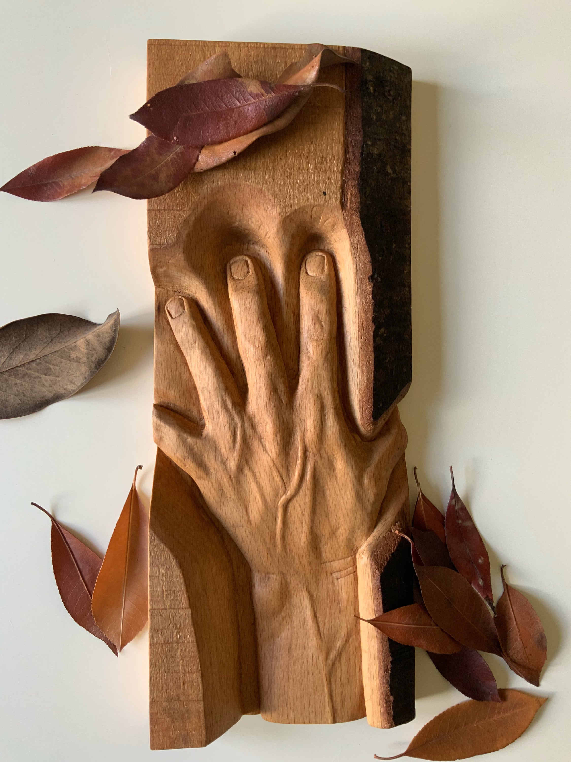 Wood Sculpture / Wall Art of Carved Hand in Tree Trunk - Etsy