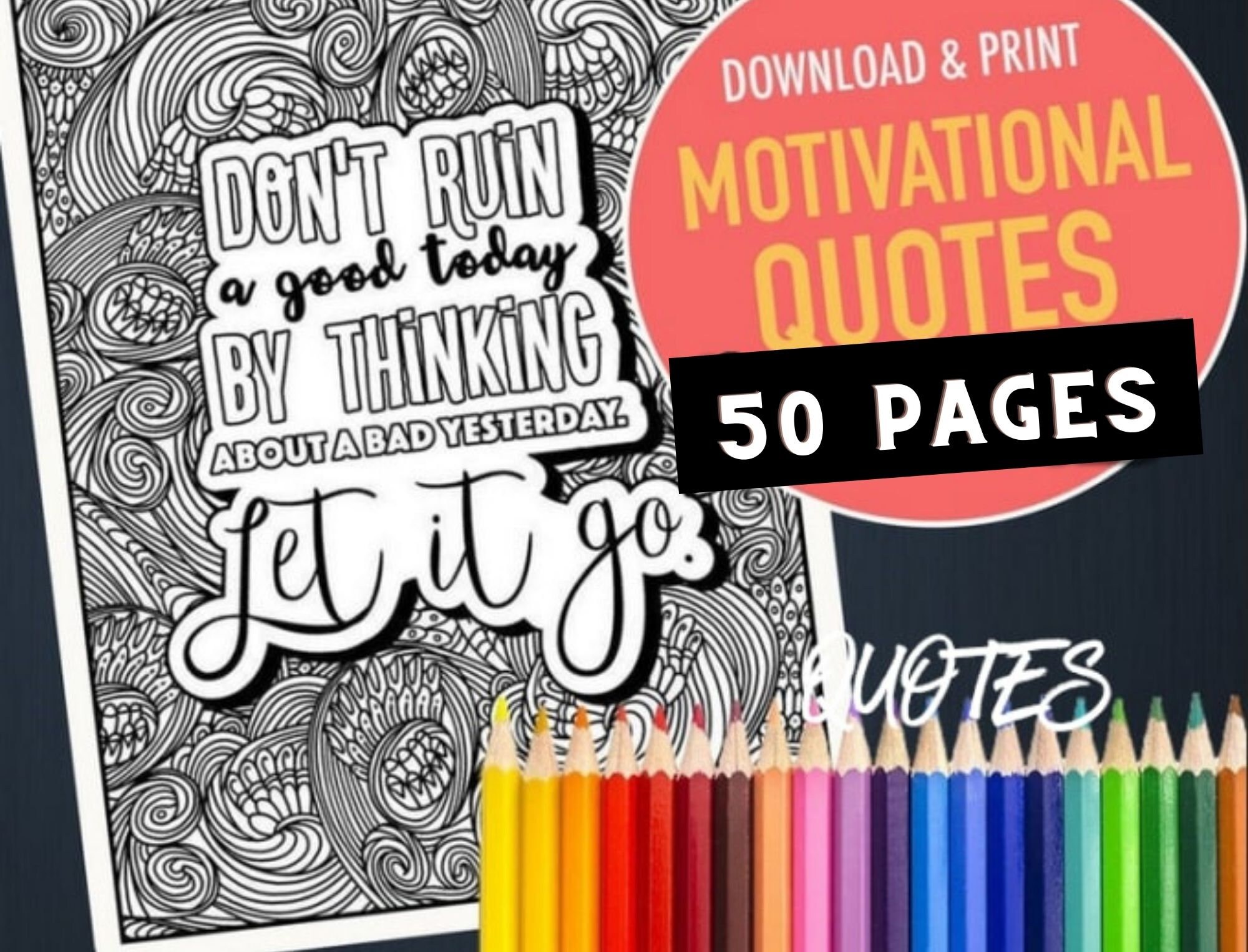 50 Adult Coloring Pages {with Inspirational Quotes} - Etsy