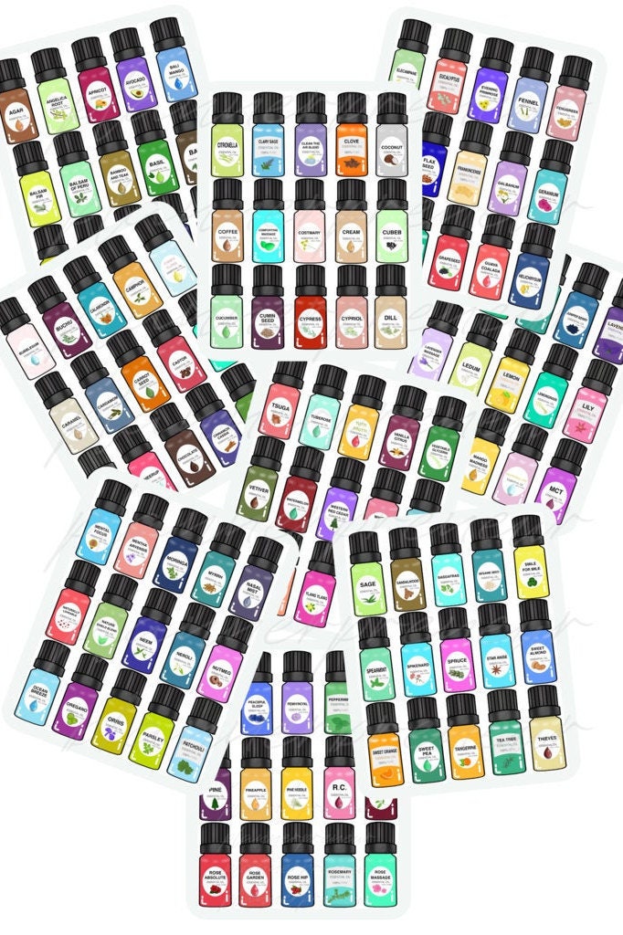 Cartoon Essential Oil Bottles {20++ Different Oil Stickers} - Etsy