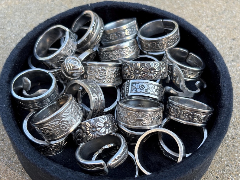 Bundle of Vintage Silver Spoon Rings - Etsy