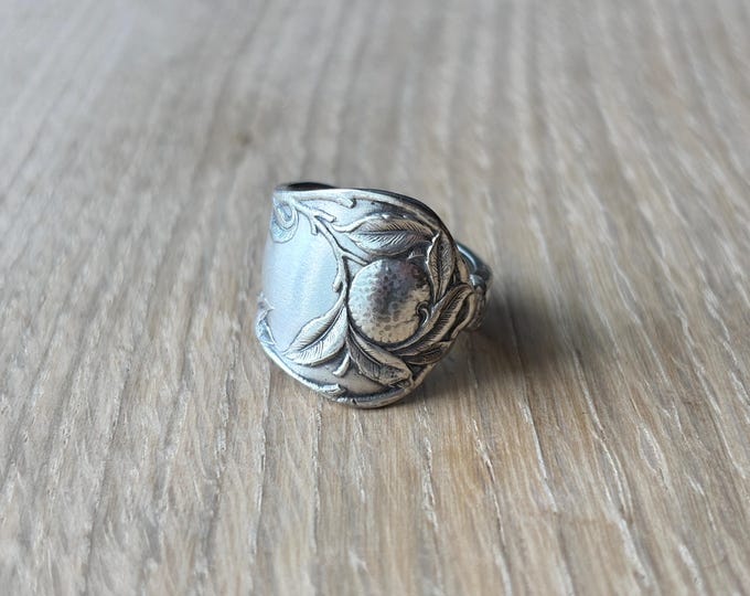 Sterling Apple Ring, Handmade Orchard Ring, Art Nouveau Fruit Ring ...