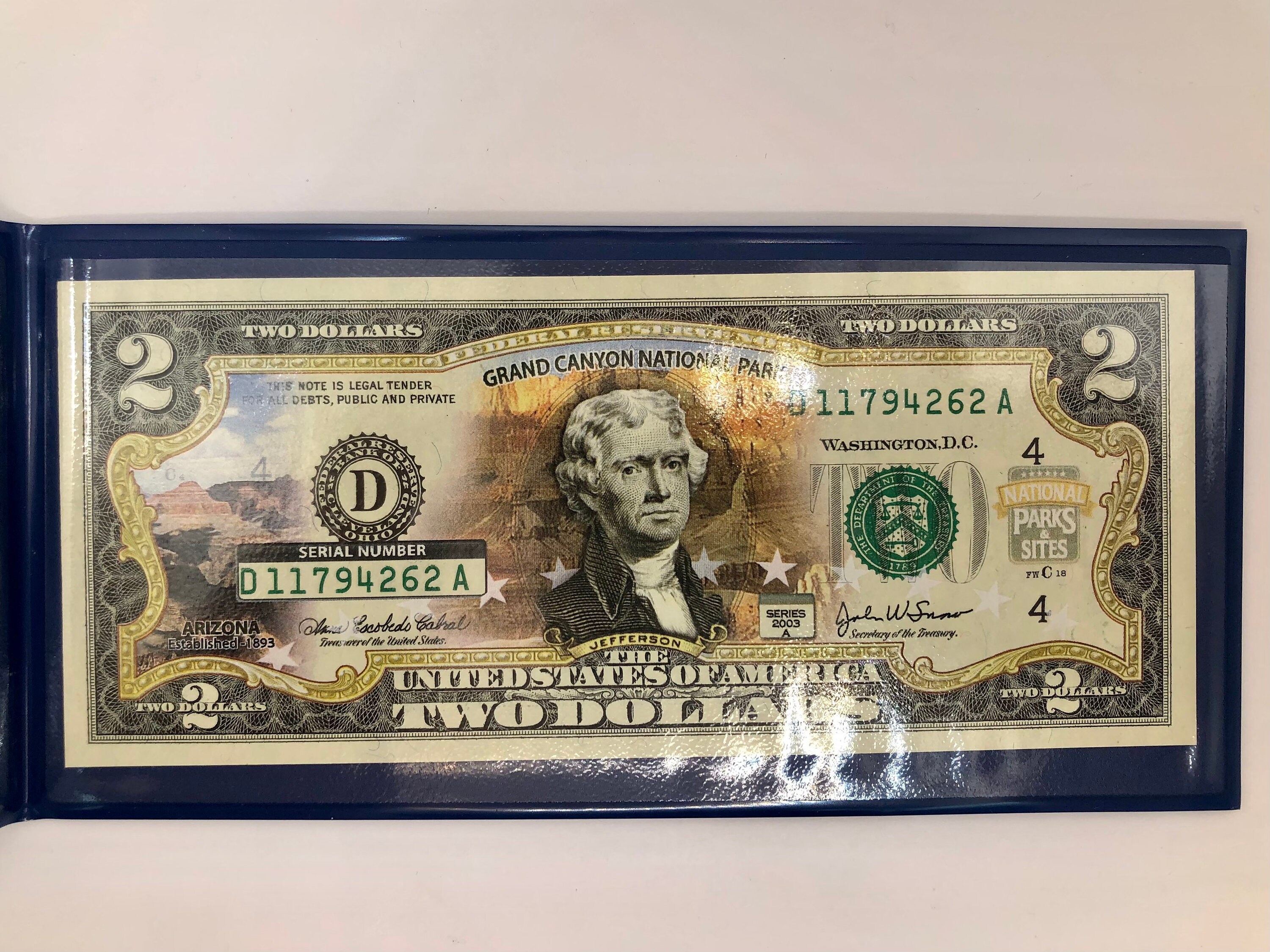 Grand Canyon National Park Commemorative U.S. Colorized 2 Dollar Bank ...