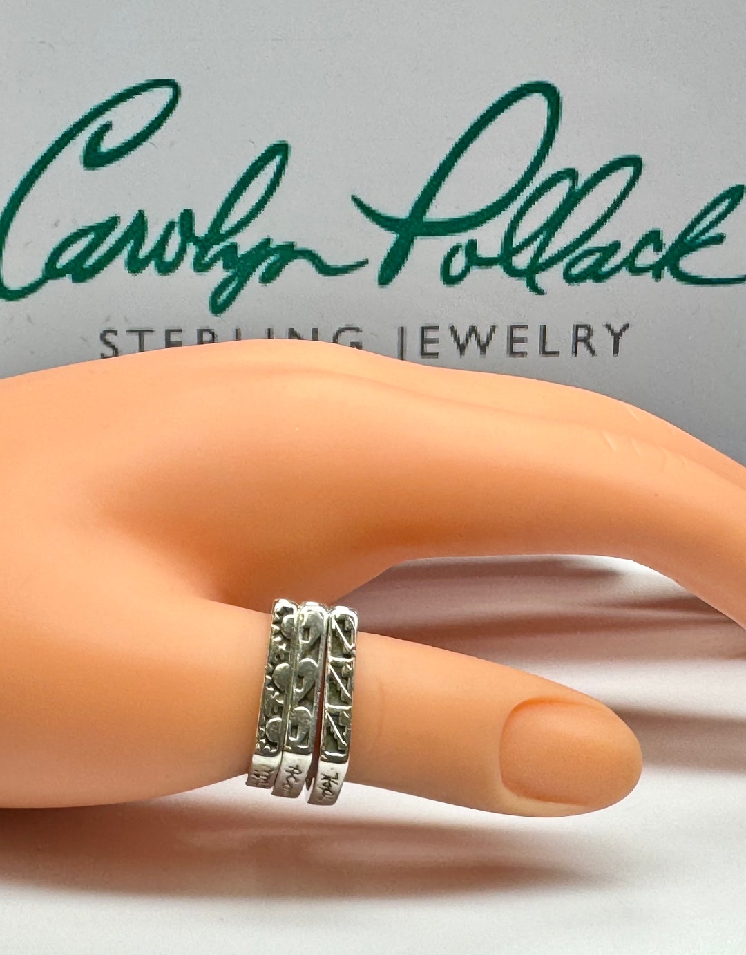 Vintage Set of Three Carolyn Pollack Sterling Silver Stackable Band ...