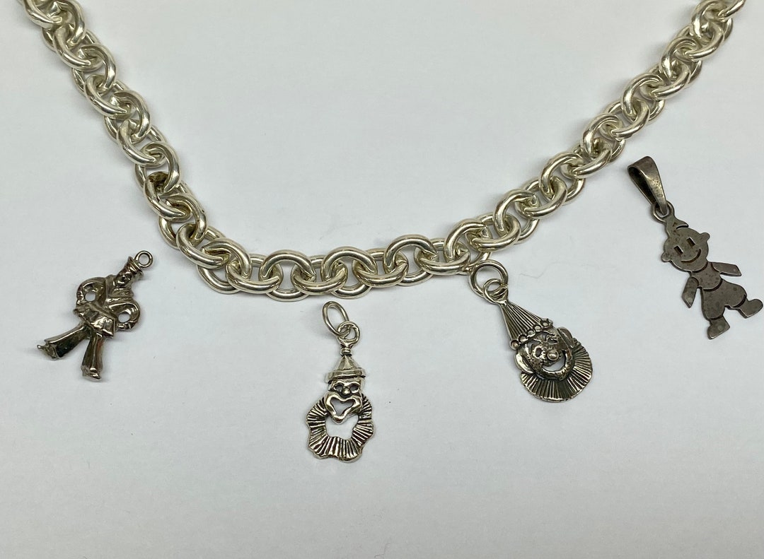 Vintage 925 Sterling Silver Circus Clown Charm Set - Etsy