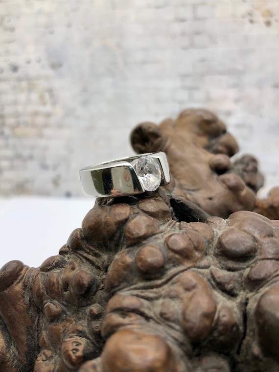 Vintage sterling silver channel-set - Gem