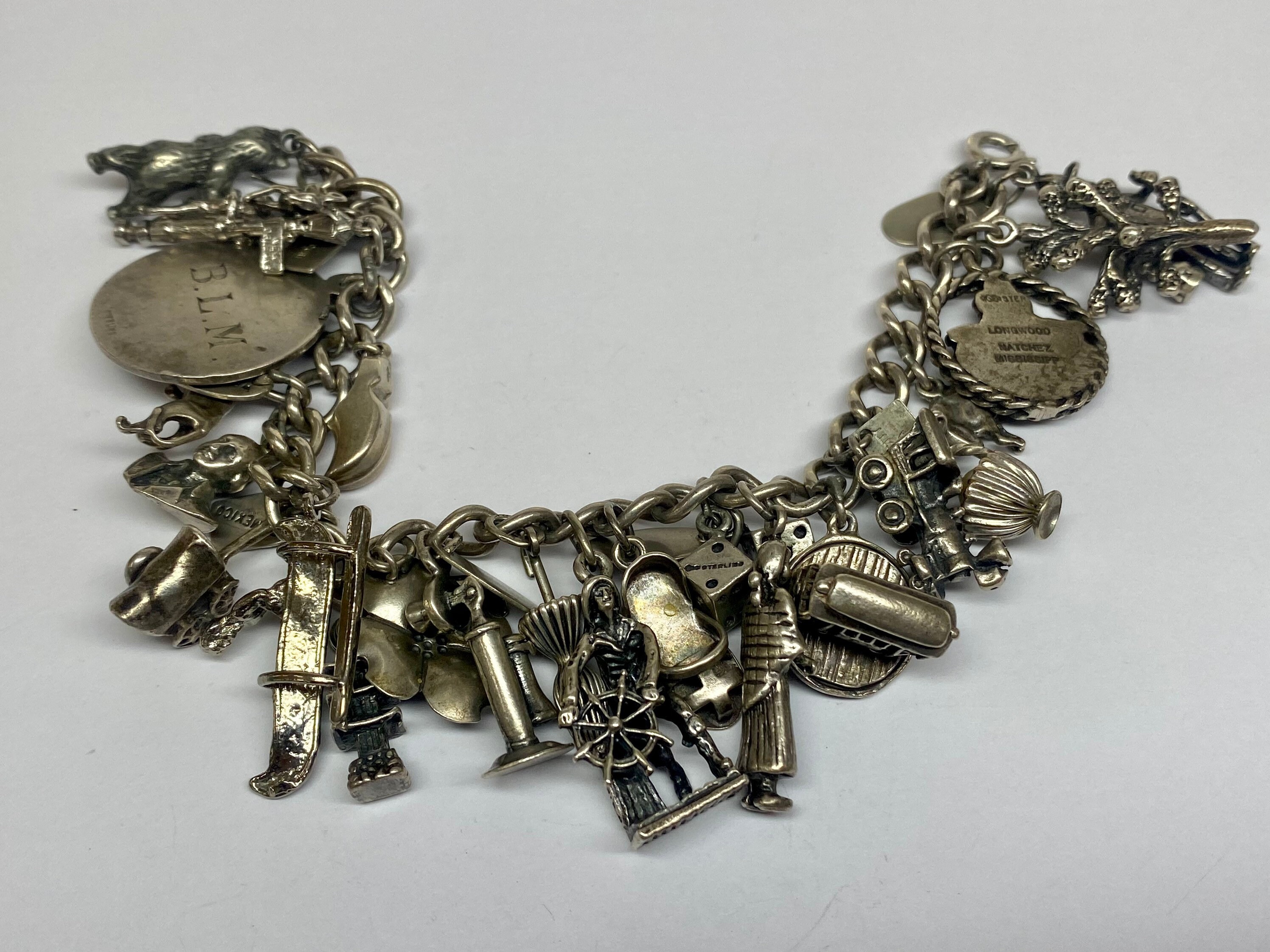 Vintage 925 Sterling Silver Overloaded Heavy Charm Bracelet. - Etsy