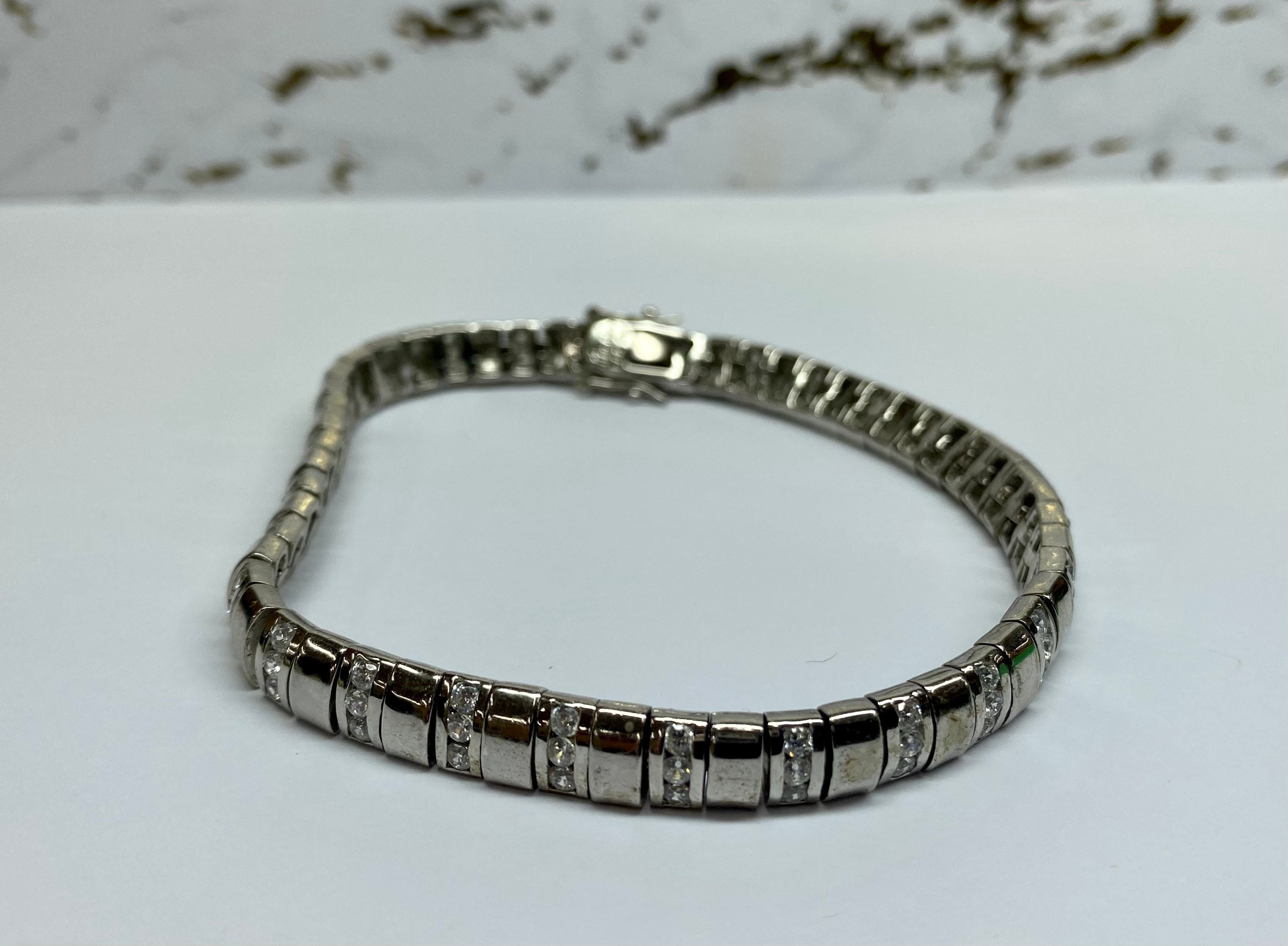 Vintage 925 Sterling Silver FAS Thailand White Cz Bracelet - Etsy