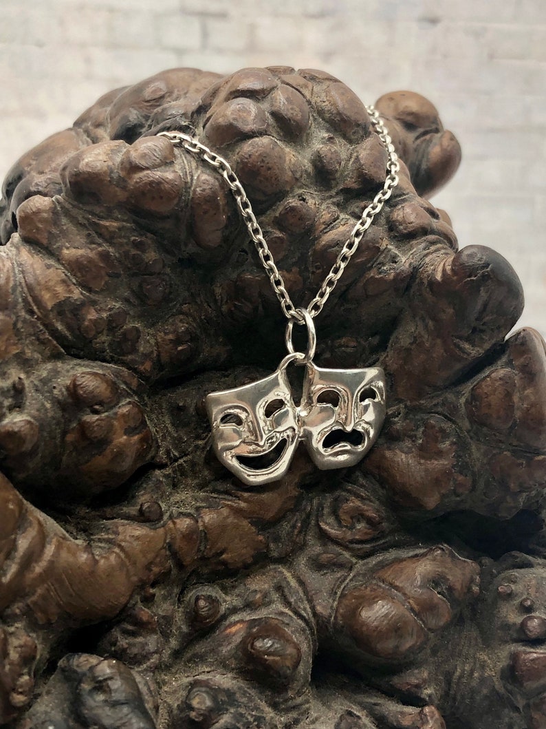 Unique 925 Sterling Silver Theatre Masks Pendant/charm Necklace - Etsy