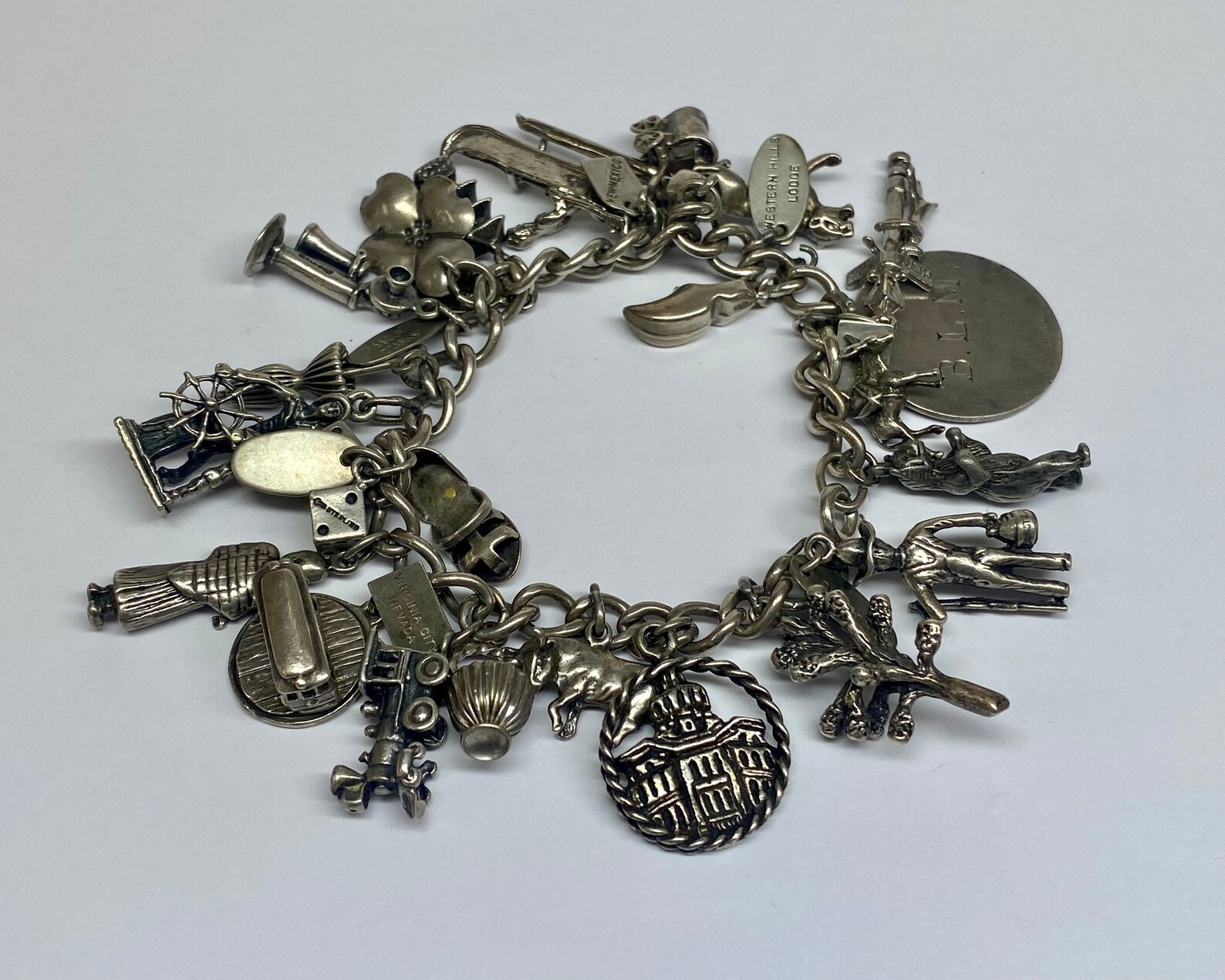 Vintage 925 Sterling Silver Overloaded Heavy Charm Bracelet. - Etsy