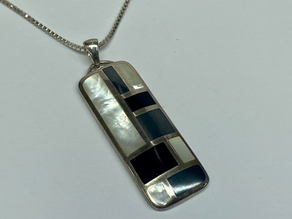 Beautiful BOMA 925 Solid Sterling Silver Necklace With Inlay Multi Stone Pendant Etsy