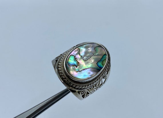 Very Detailed 925 Sterling Silver And Abalone Shell R… - Gem