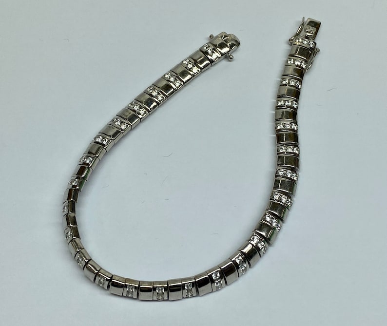 Vintage 925 Sterling Silver FAS Thailand White Cz Bracelet !! - Etsy