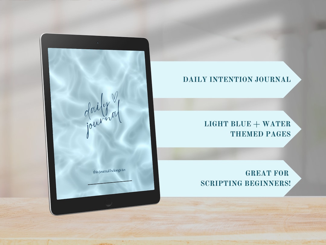 Digital Daily Journal, Light Blue + Water Theme, Daily Intention ...