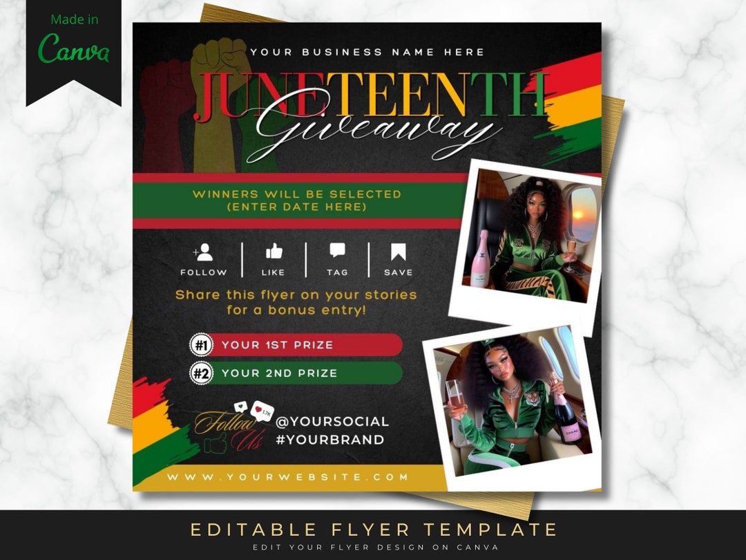 Juneteenth Giveaway Flyer, June Flyer, Giveaway Flyer, Holiday Flyer ...