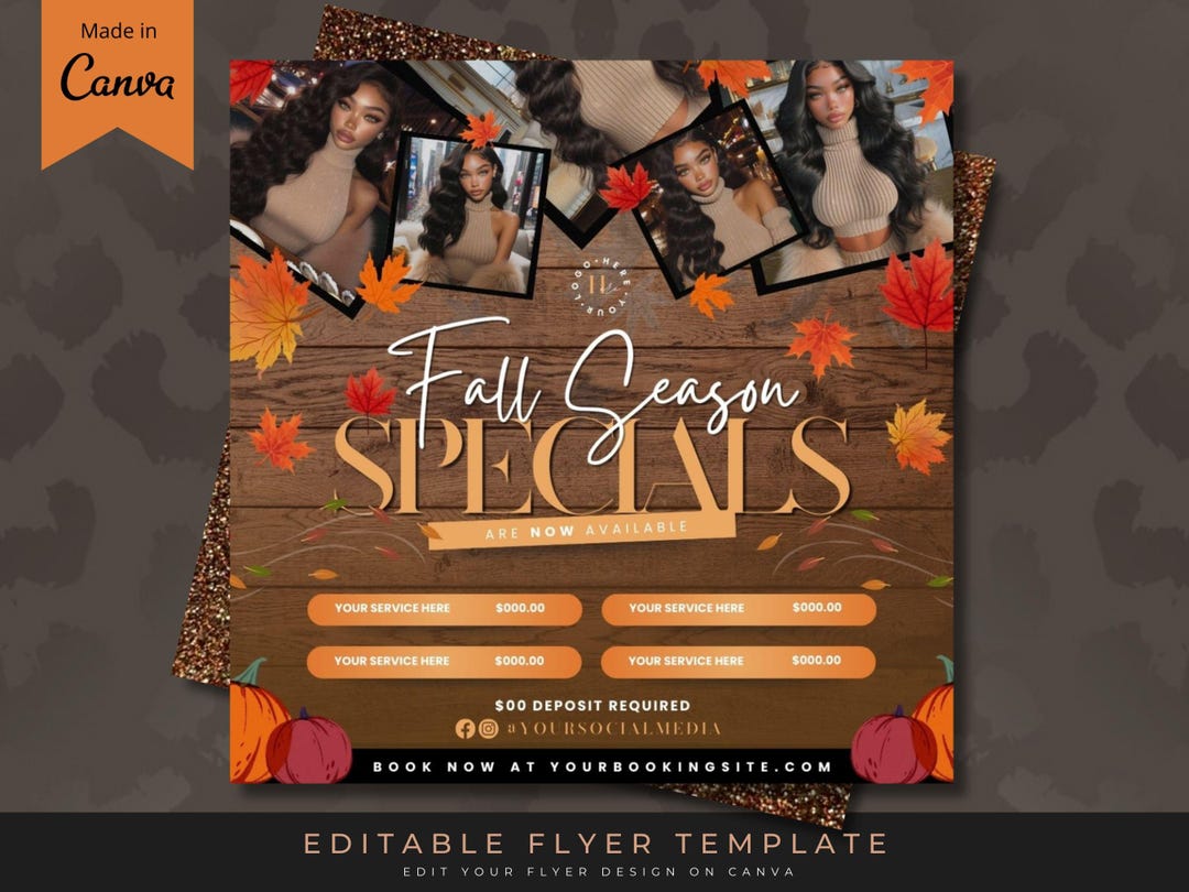 Fall Specials Flyer Template, Hair, Makeup, Nails (canva) - Etsy