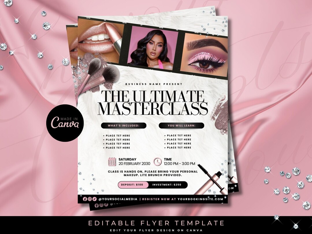 The Ultimate Masterclass Makeup Flyer, Makeup Class Template, Mimosas ...