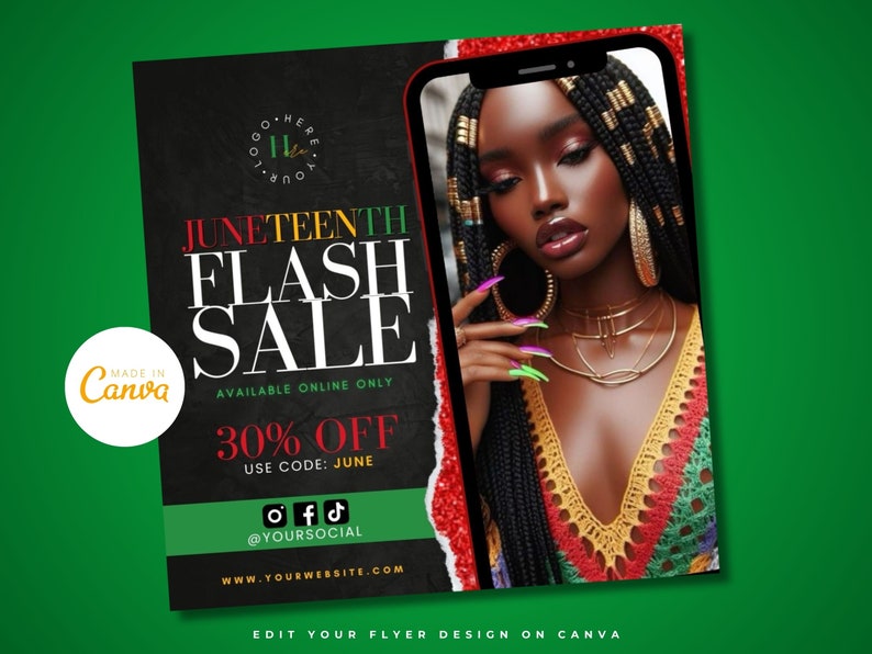Juneteenth Flash Sale Flyer, Sale Flyer, Story Flyer, Black History ...
