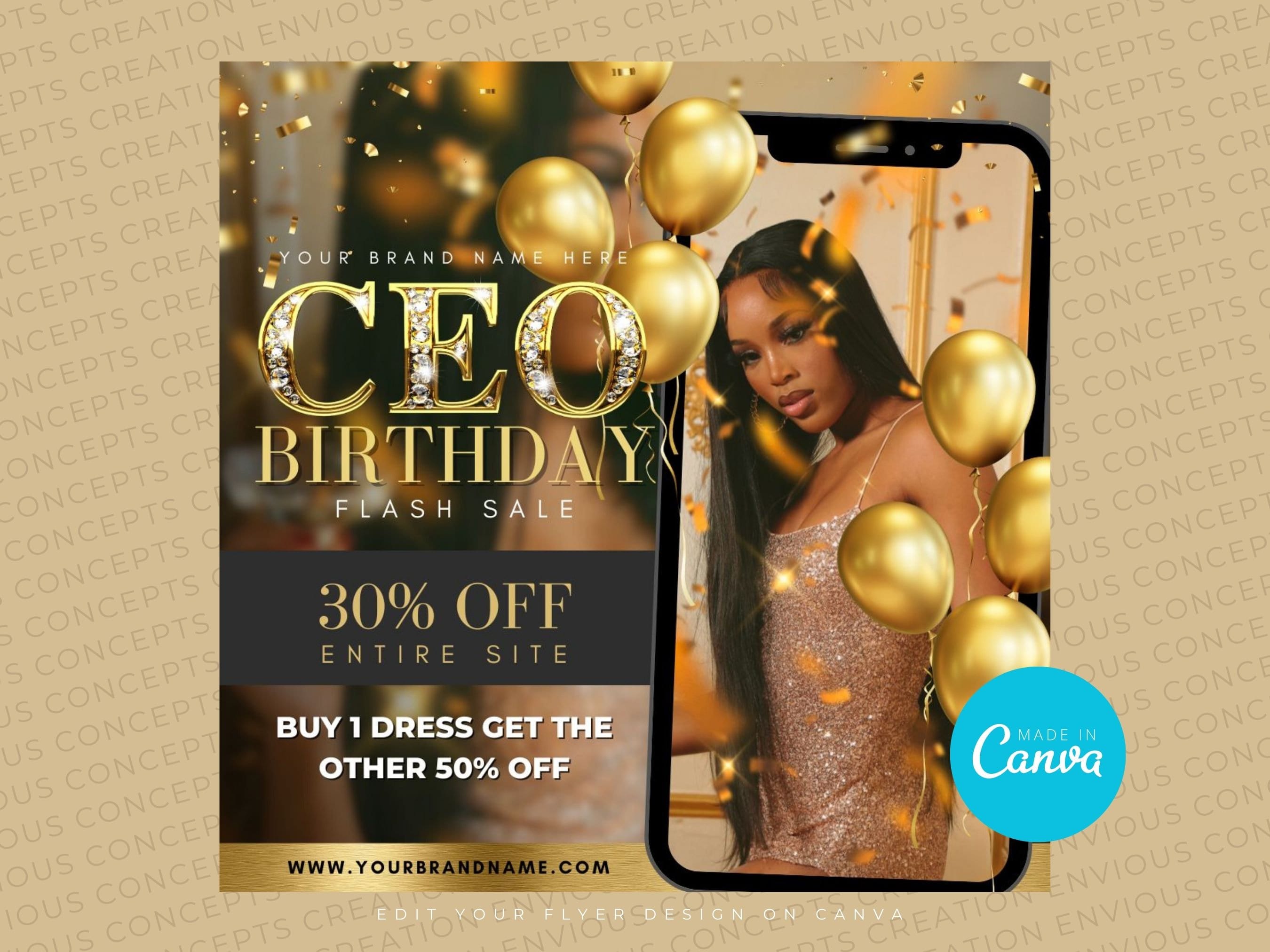 CEO Birthday Sale Flyer, Fashion Flyer, Birthday Sale Flyer, Editable ...