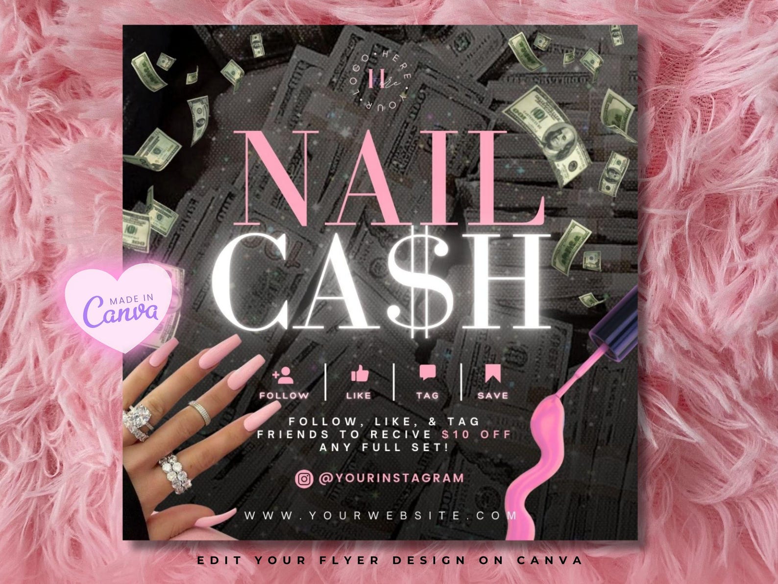 Nail Cash Flyer, Nail Specials, Nail Tech Flyer, DIY Flyer, Nail ...