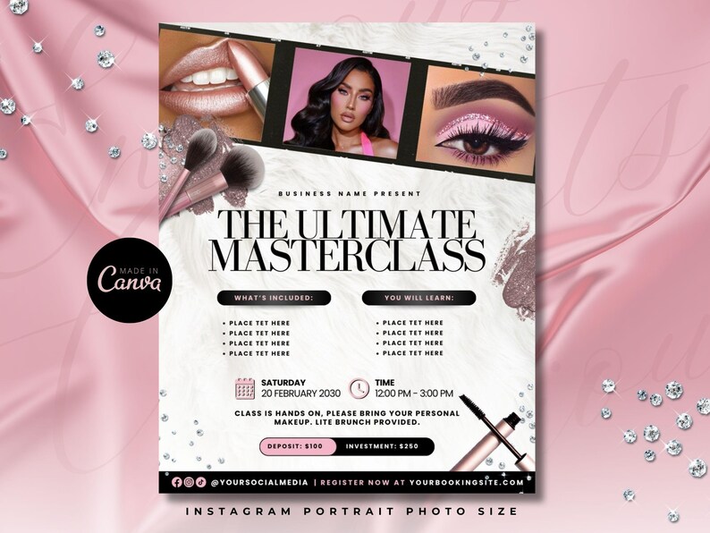 The Ultimate Masterclass Makeup Flyer, Makeup Class Template, Mimosas ...