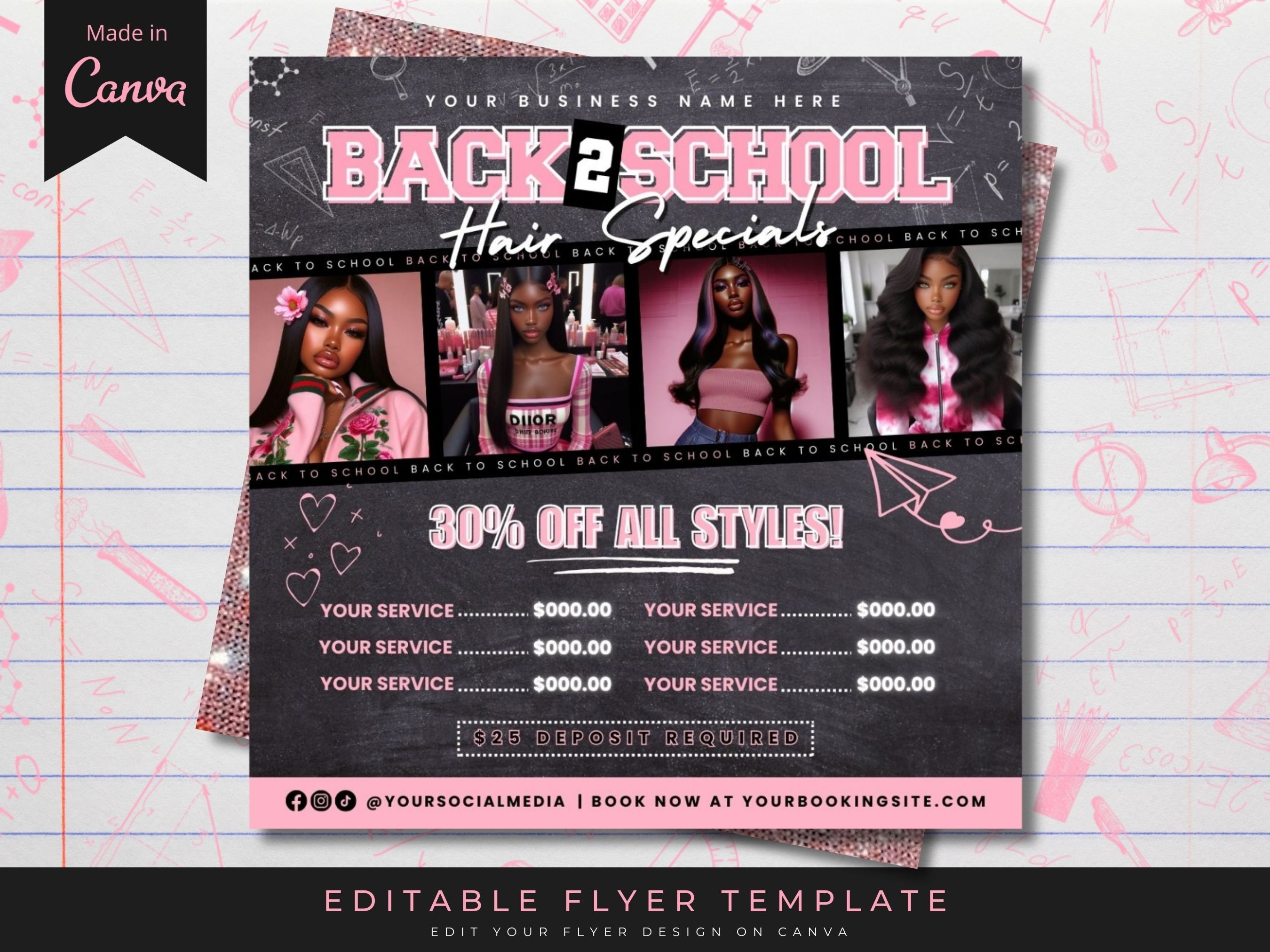 Back 2 School Hair Specials Flyer, August Booking Flyer, Back to School ...