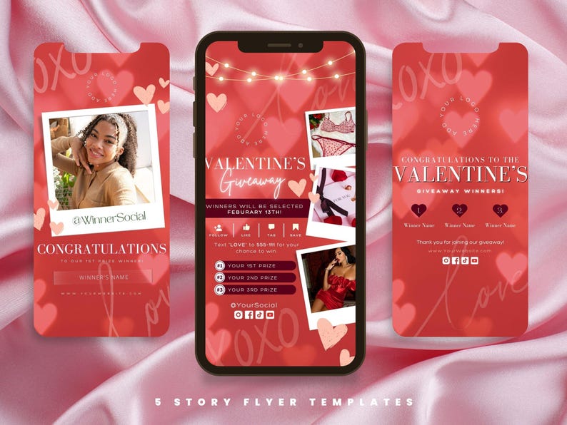 Valentines Day Giveaway Flyer, Raffle Flyer, February Giveaway, Holiday ...