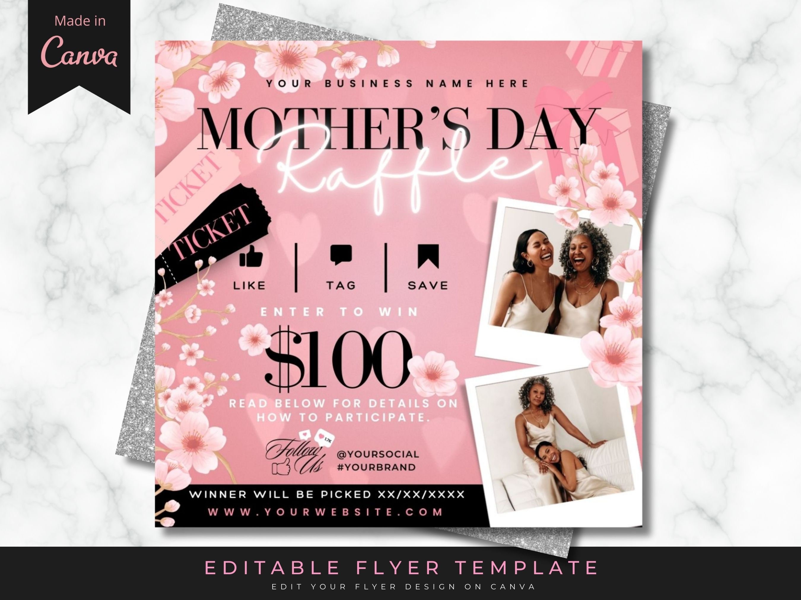 Mothers Day Raffle Flyer, DIY May Flyer, Giveaway Flyer, Holiday Flyer ...