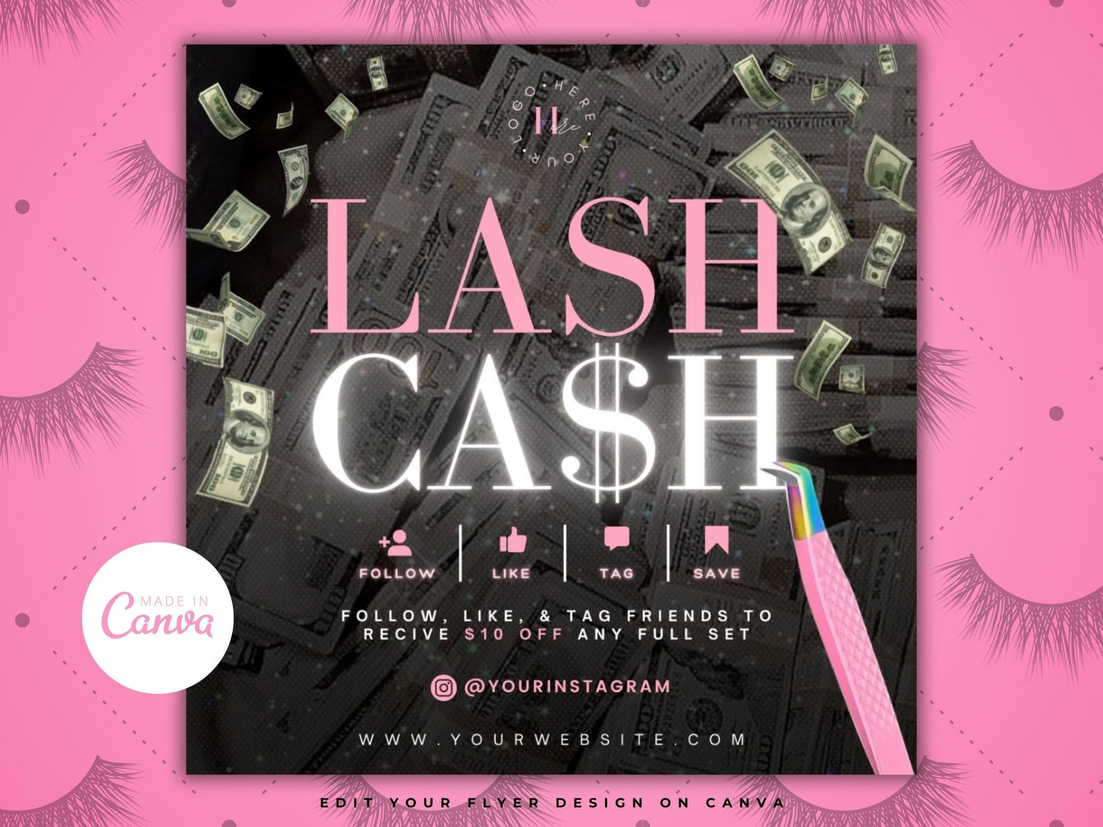 Lash Cash Flyer, Lash Specials, Lash Tech Flyer, DIY Flyer, Lash ...