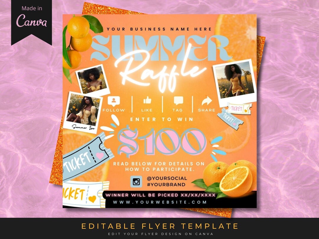 Summer Raffle Flyer, Summer Specials, Summer Giveaway, June Flyer, July ...