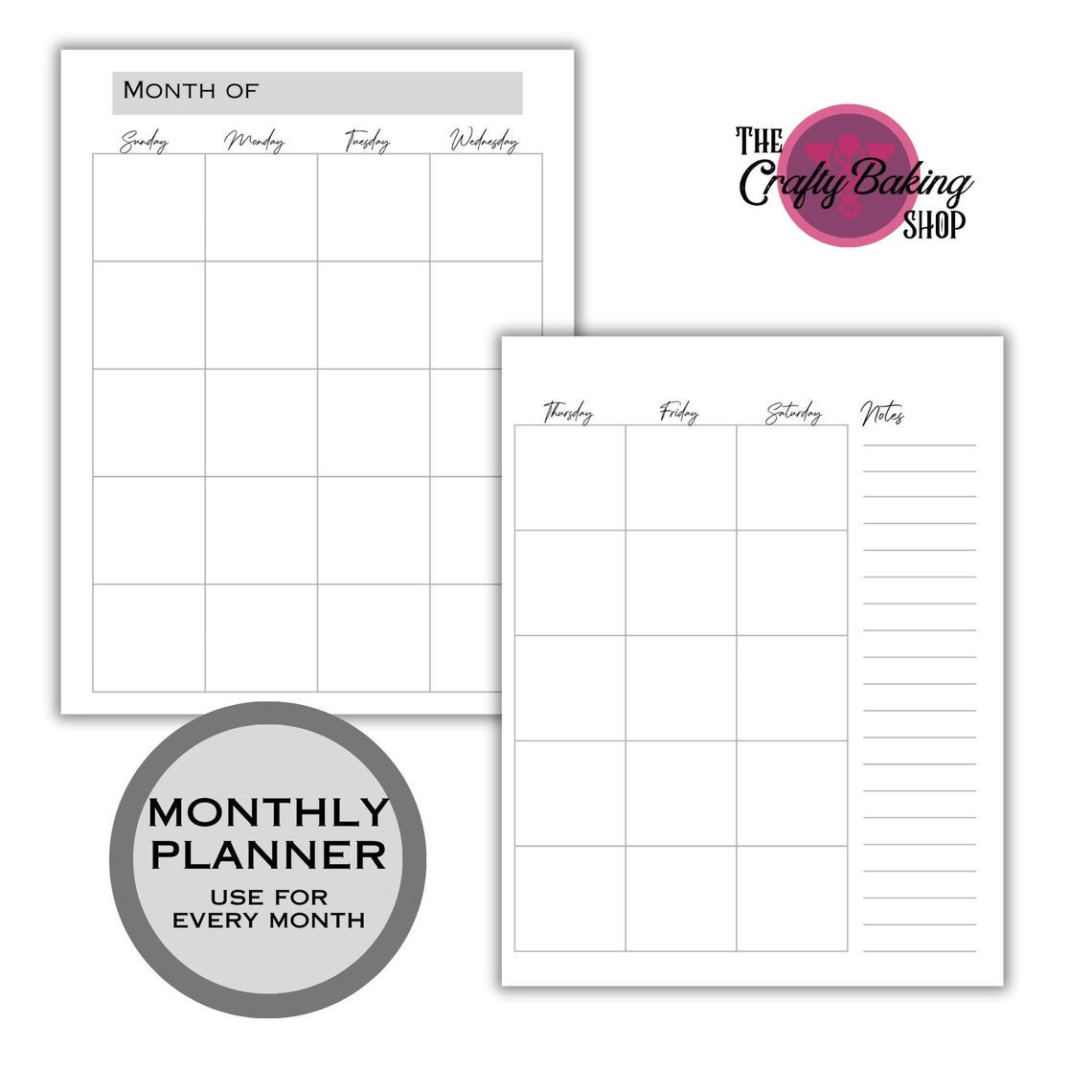 Digital Download Planner, Black and White Daily Weekly Monthly Planners ...