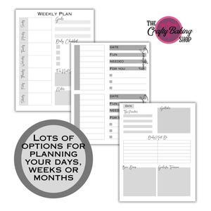 Digital Download Planner, Black and White Daily Weekly Monthly Planners ...