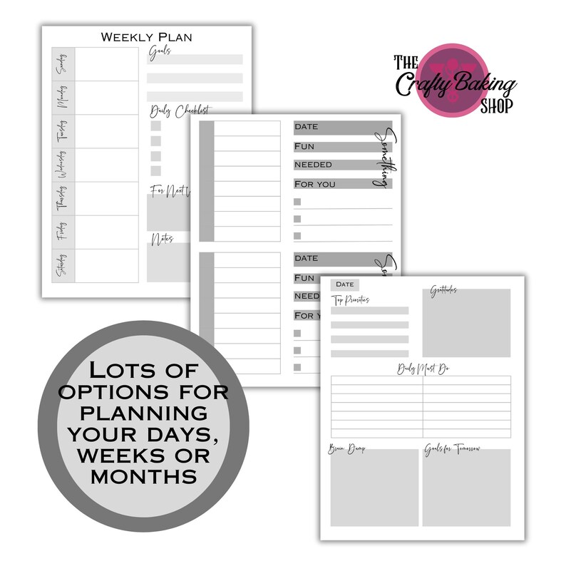 Digital Download Planner, Black and White Daily Weekly Monthly Planners ...