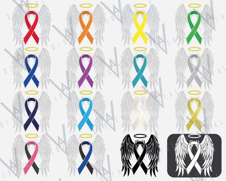 Angel Awareness Ribbon Pack - SVG/PNG - Etsy