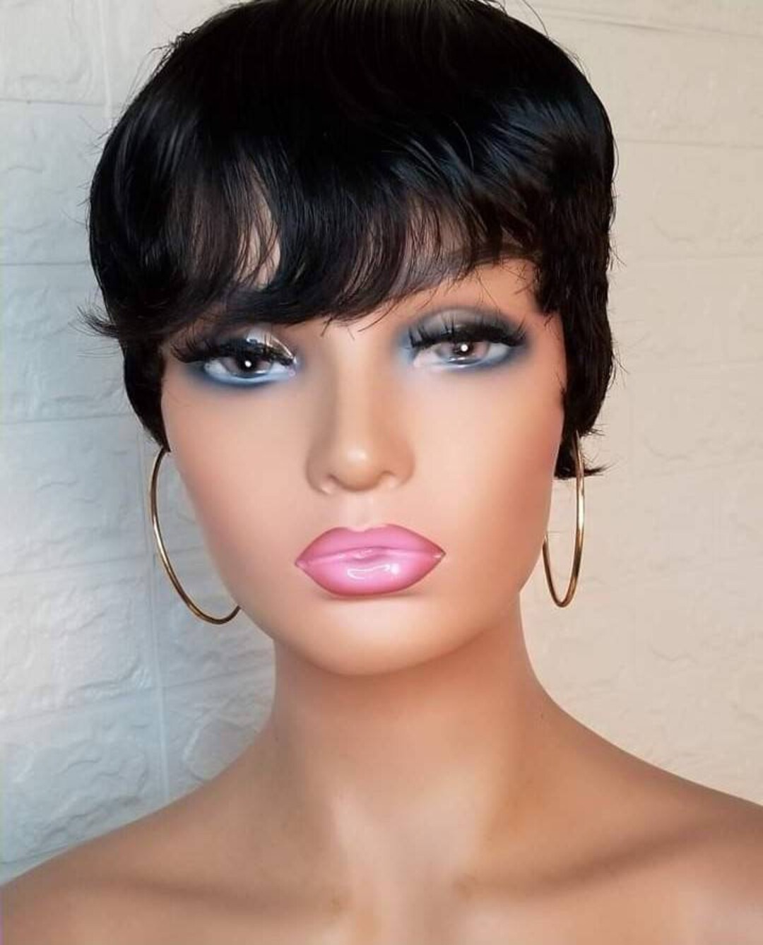 100% Human Hair Short Pixie Glueless Brazilian Hair None Lace Wig - Etsy