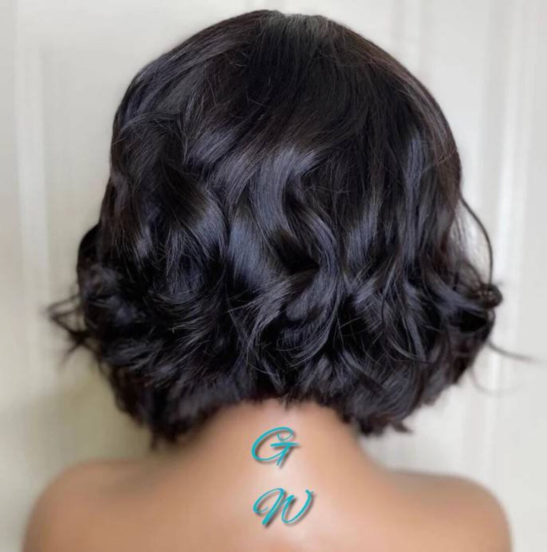 100% Human Hair Bob Brazilian Body Wave Lace Front Middle Part Virgin ...