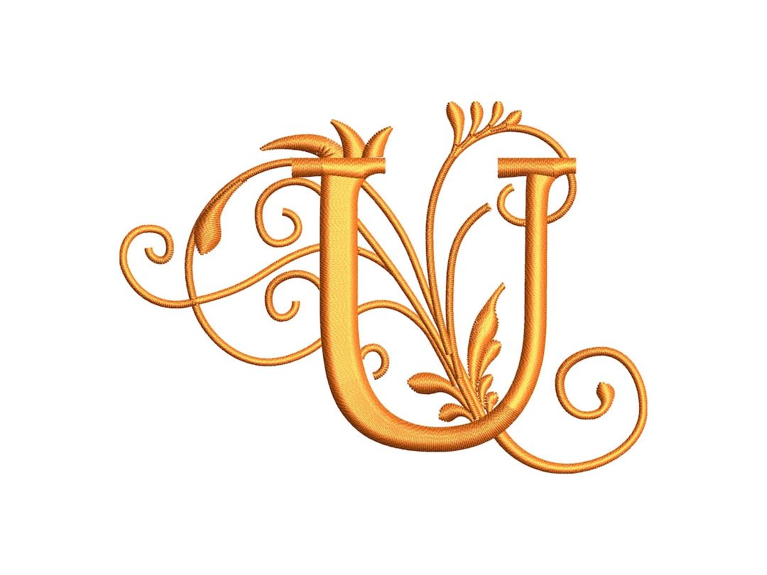 Monogram Letter U Script Alphabet Machine Embroidery Font Design ...
