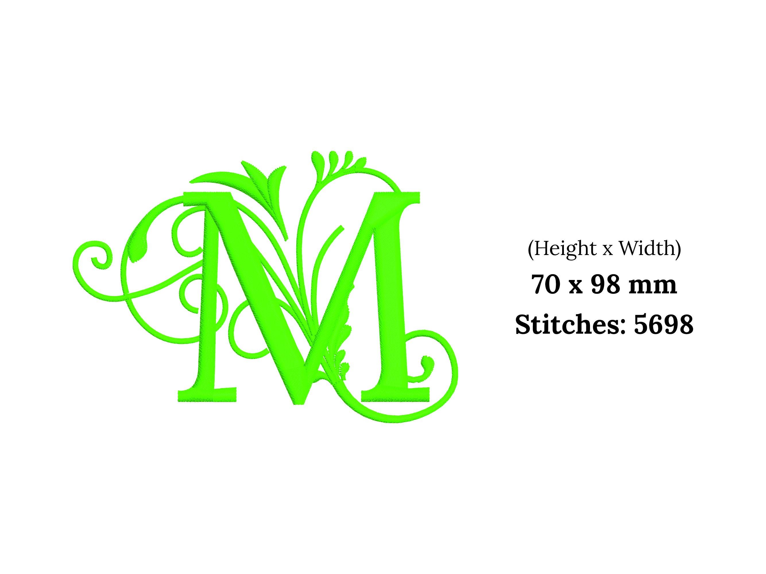 Monogram Letter M Script Alphabet Machine Embroidery Font Design ...