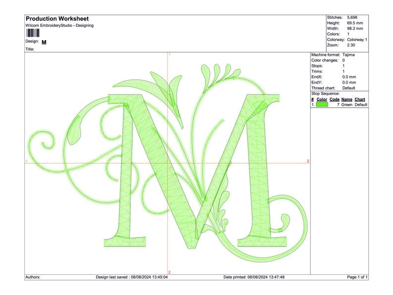 Monogram Letter M Script Alphabet Machine Embroidery Font Design ...