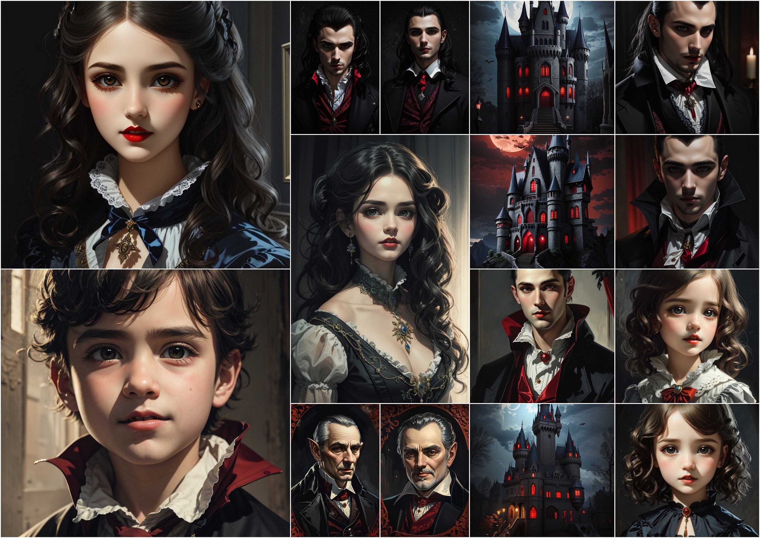 Vampire Portraits 15 Prints Printable. Digital Junk Journal Kit ...