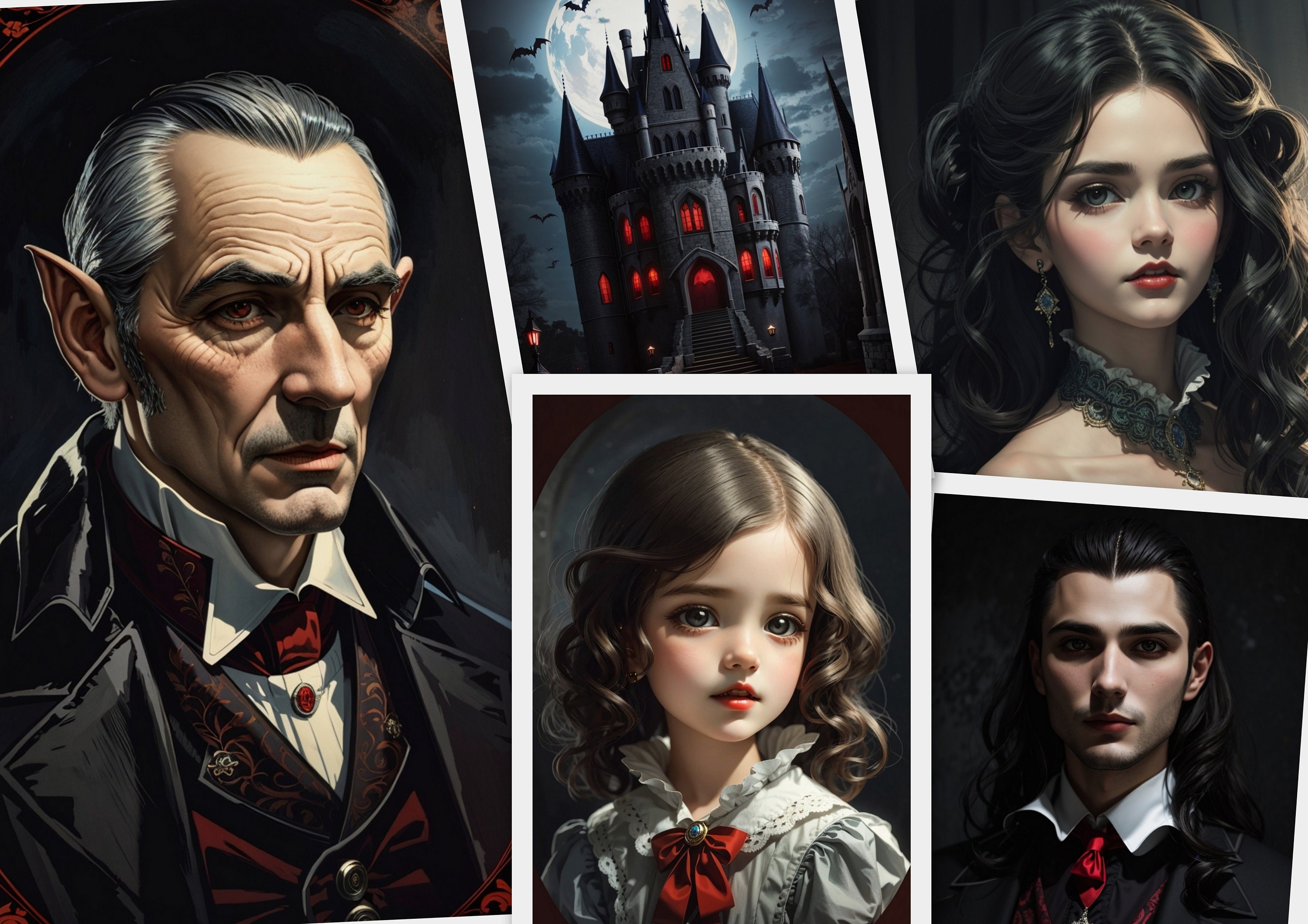 Vampire Portraits 15 Prints Printable. Digital Junk Journal Kit ...