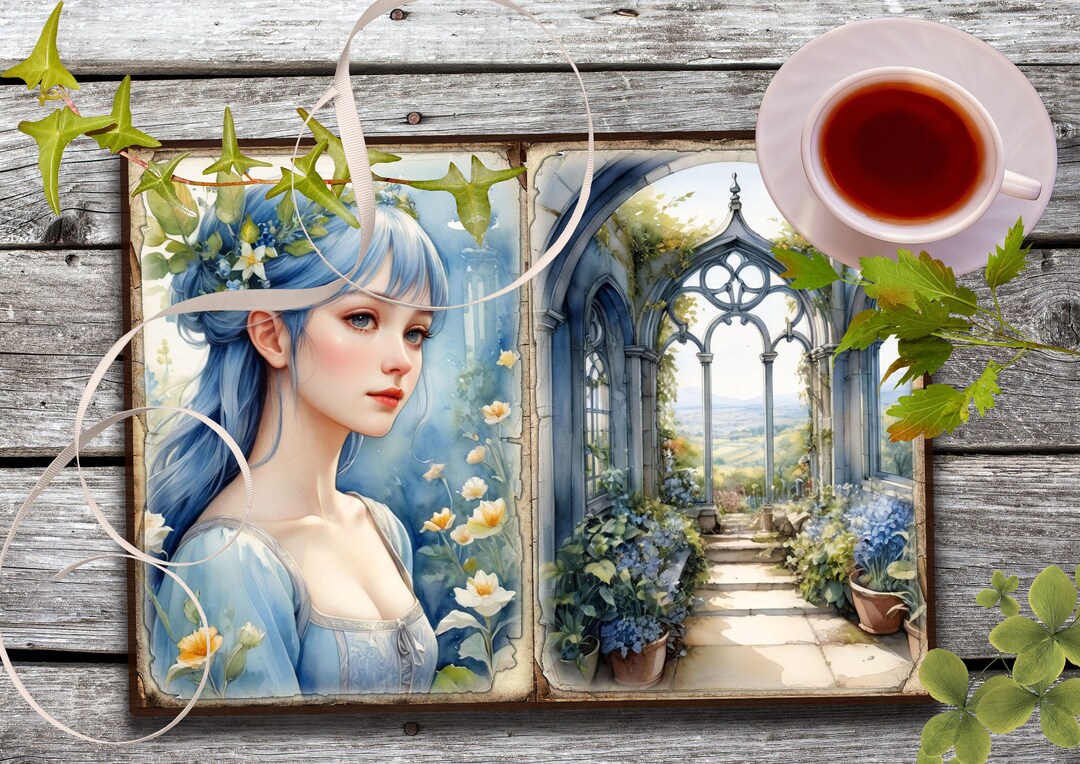 Blue Tale 28 Prints Printable. Digital Junk Journal Kit Printable ...