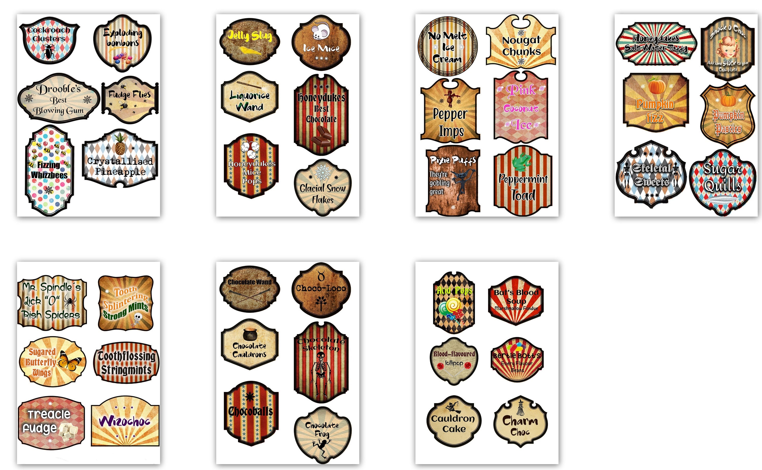 Halloween Horror Labels 7 Prints Printable. Pages Tags - Etsy