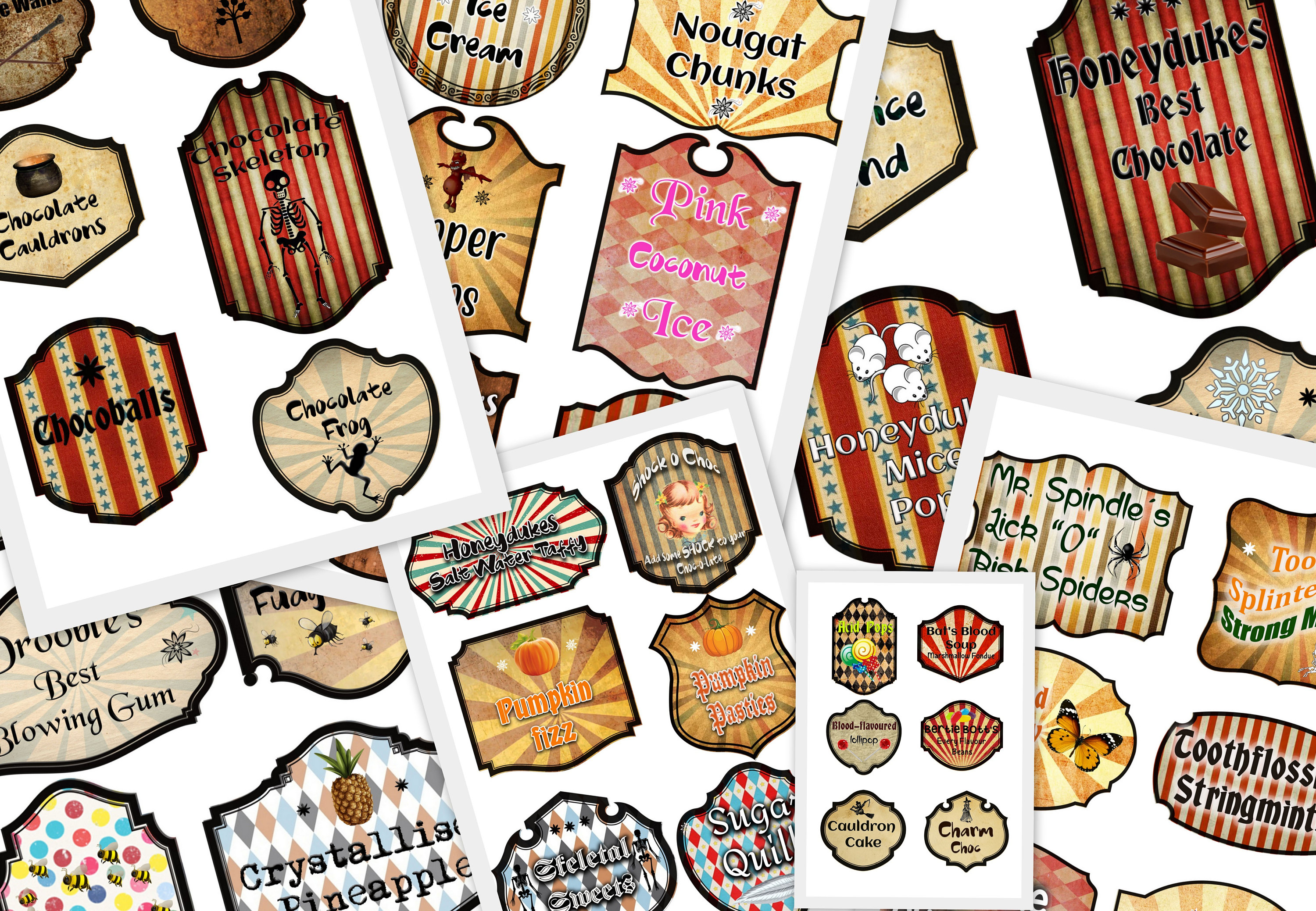 Halloween Horror Labels 7 Prints Printable. Pages Tags - Etsy