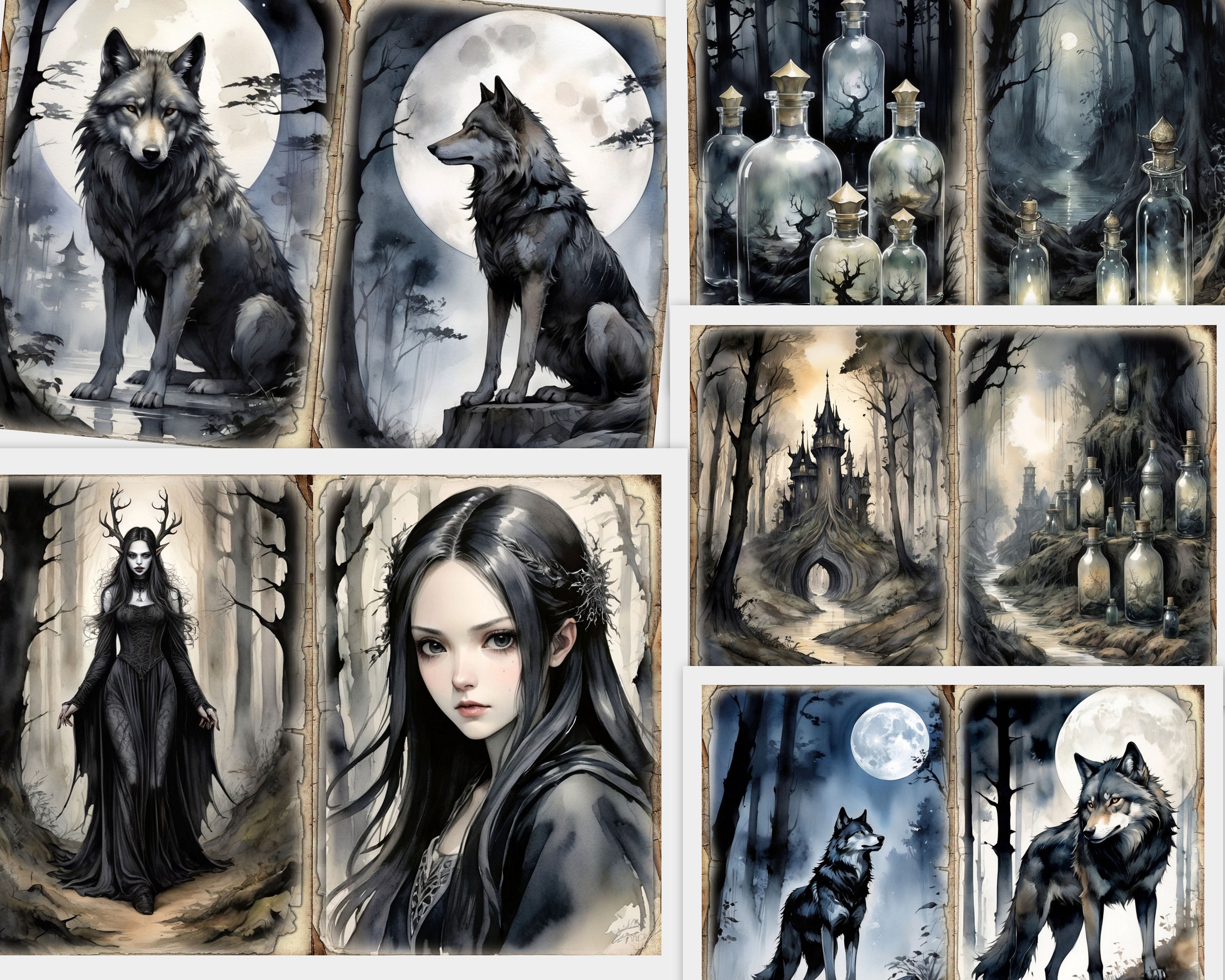 Dark Journal 39 Prints Printable. Digital Junk Journal Kit Printable ...