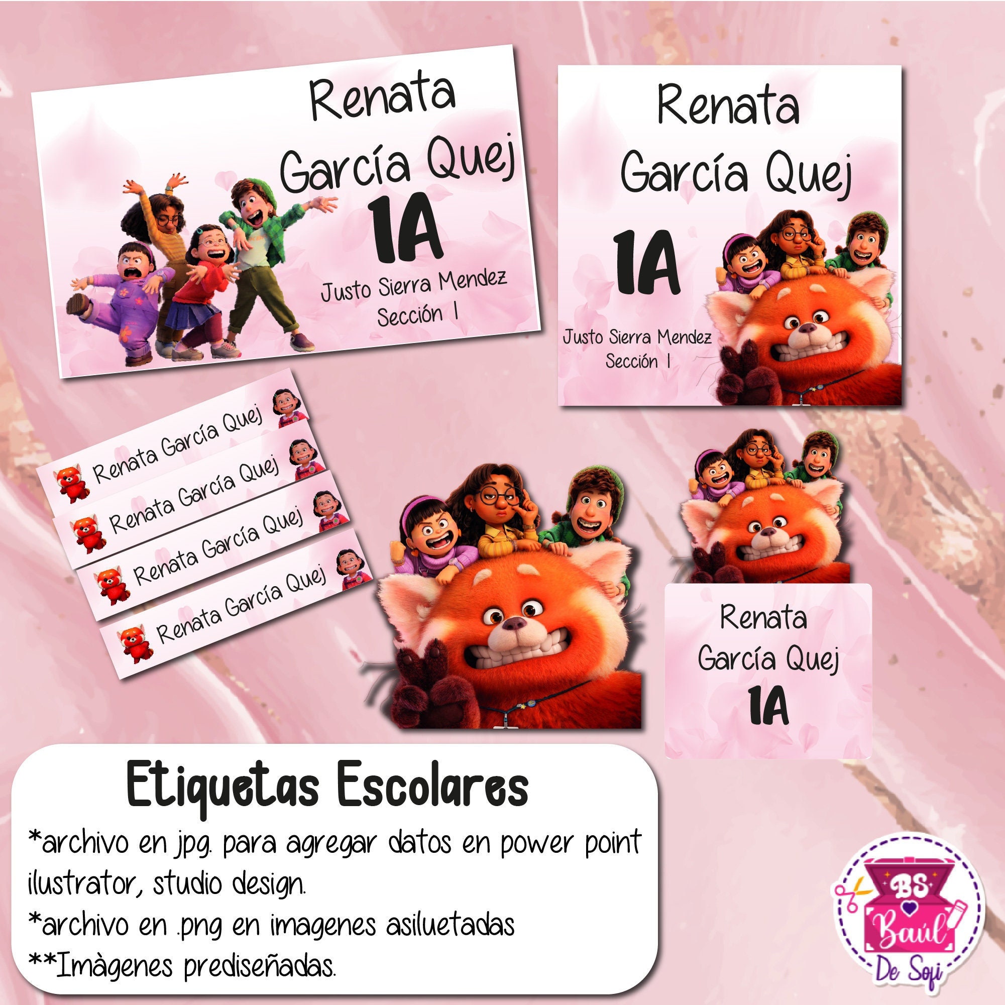 Turning Red Pre-designed School Labels for Power Point Studio - Etsy